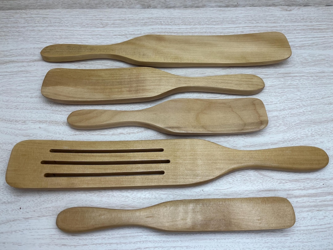 USA Made 5 Piece SPURTLE Set MAPLE Handmade Wood Kitchen Utensils ...