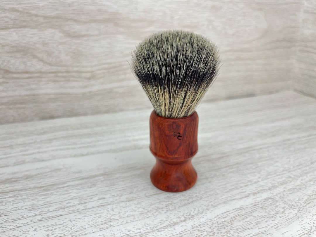 USA Made Black Walnut Wood & Real Silvertip Badger Hair Shaving Brush ...