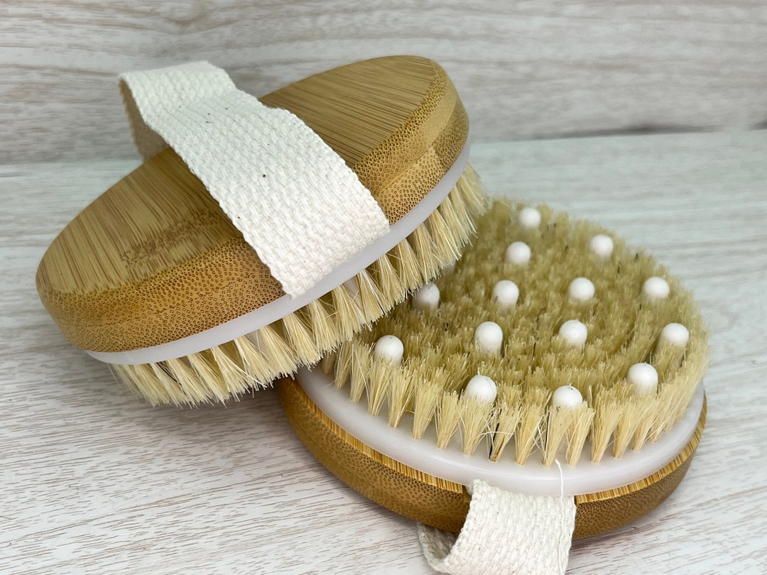 USA Made Bamboo Wood Natural Fiber Body Scrub Brush Exfoliating Vegan ...