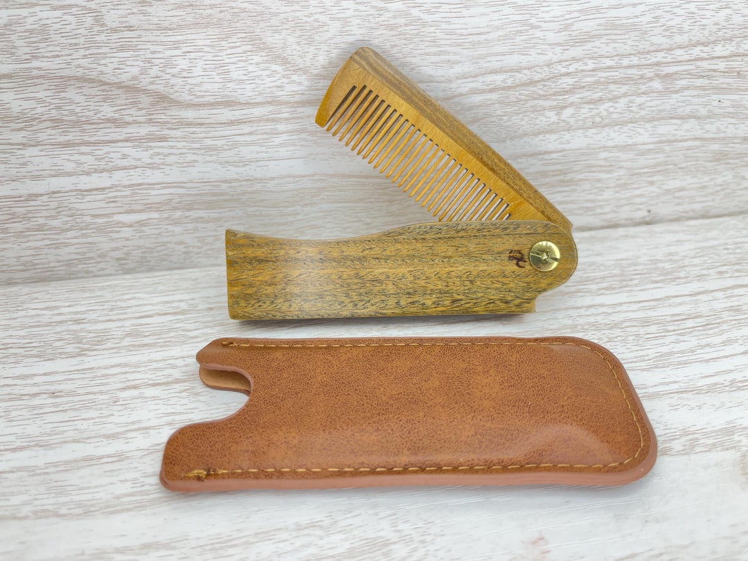 USA Made SANDALWOOD Folding Wooden COMB & Case 7” Perfect Gift Wood ...