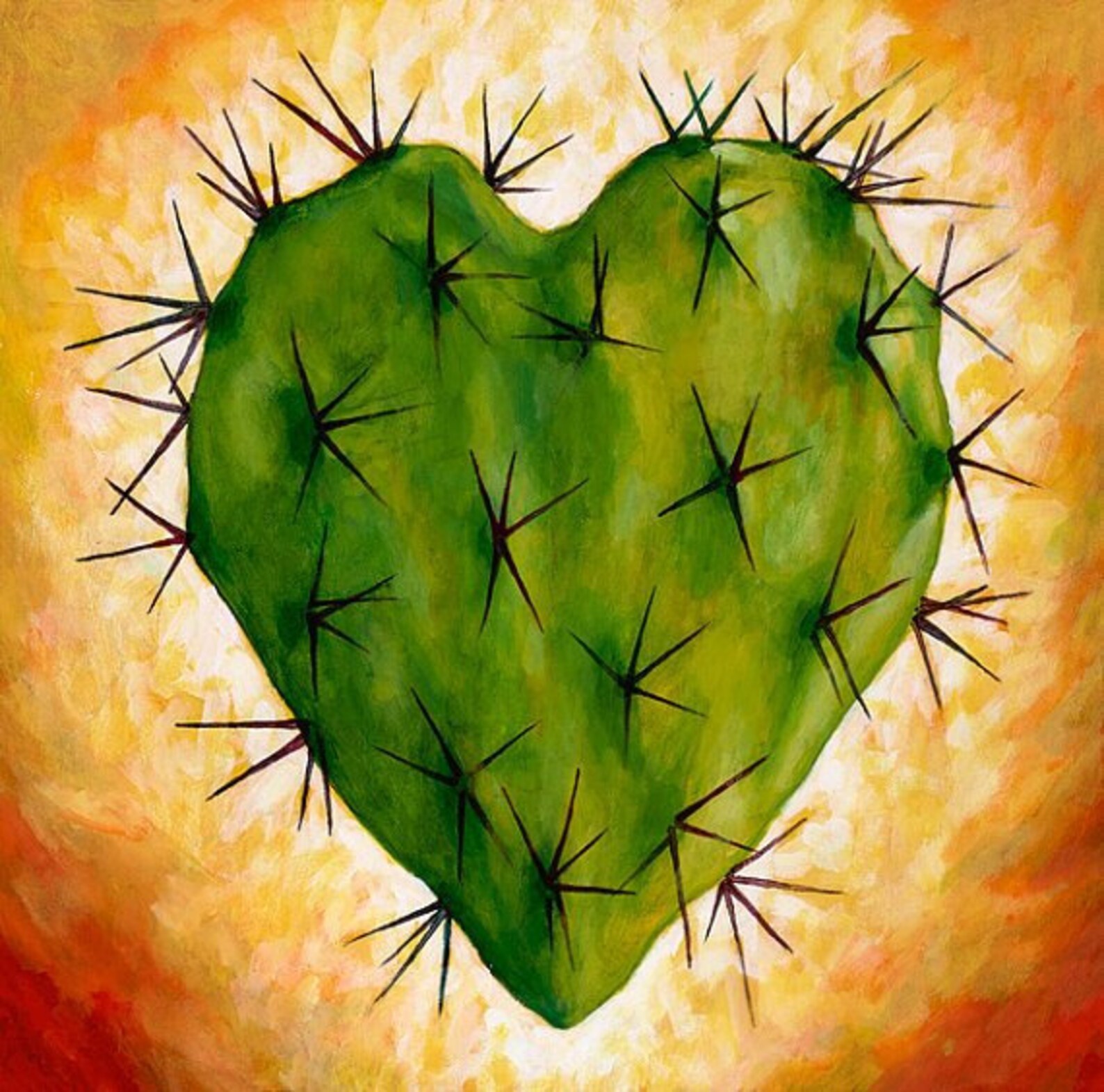 Corazon Nopal Framed Giclee on Canvas | Etsy