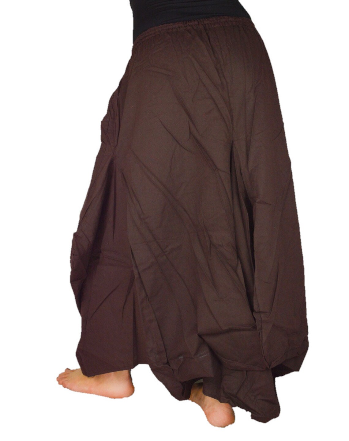 Long Balloon Skirt Drawstring Skirt in Brown - Etsy