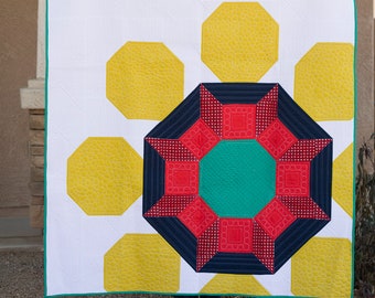 Windswept Modern Drunkards Path Flower PDF Quilt Pattern - Etsy