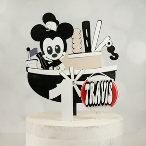 Steamboat Willie Happy Birthday Wooden Cake Topper, Childhood Cartoon ...