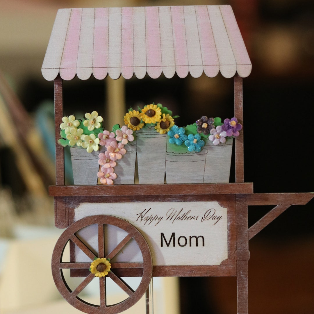 Happy Mothers Day Cake Topper, Wood Cake Decorating Decor, Gift for Mom ...