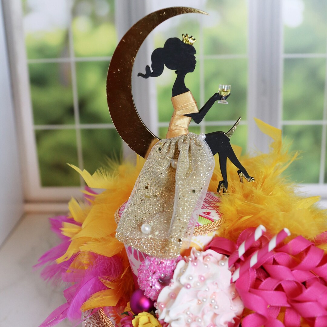 Moon Cake Topper, Wine Birthday Party, Custom Cake Topper, Birthday ...