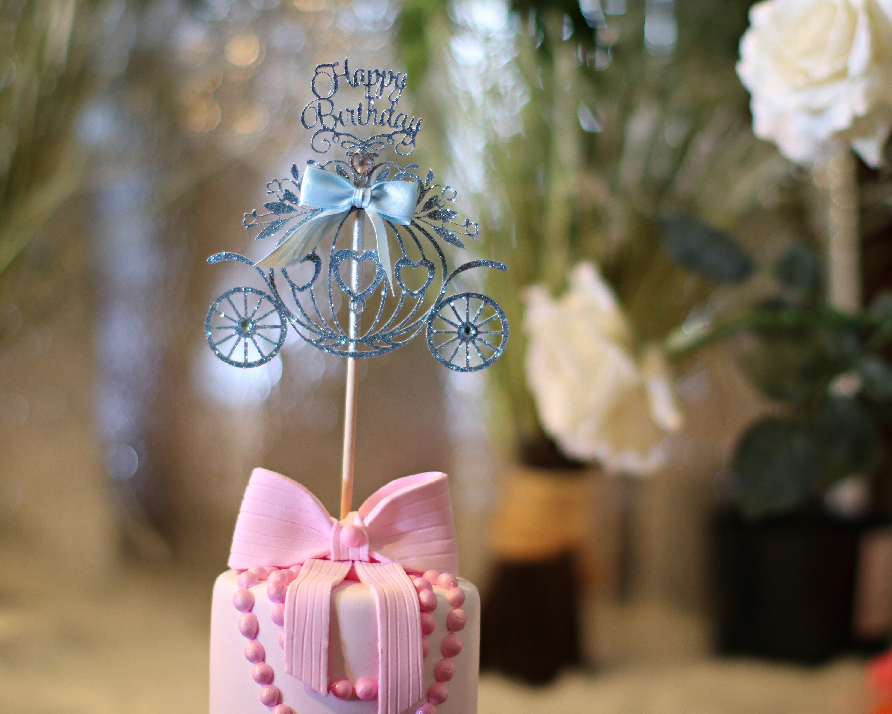 Princess Carriage Cake Topper: Glitter Birthday Party Decor - Etsy