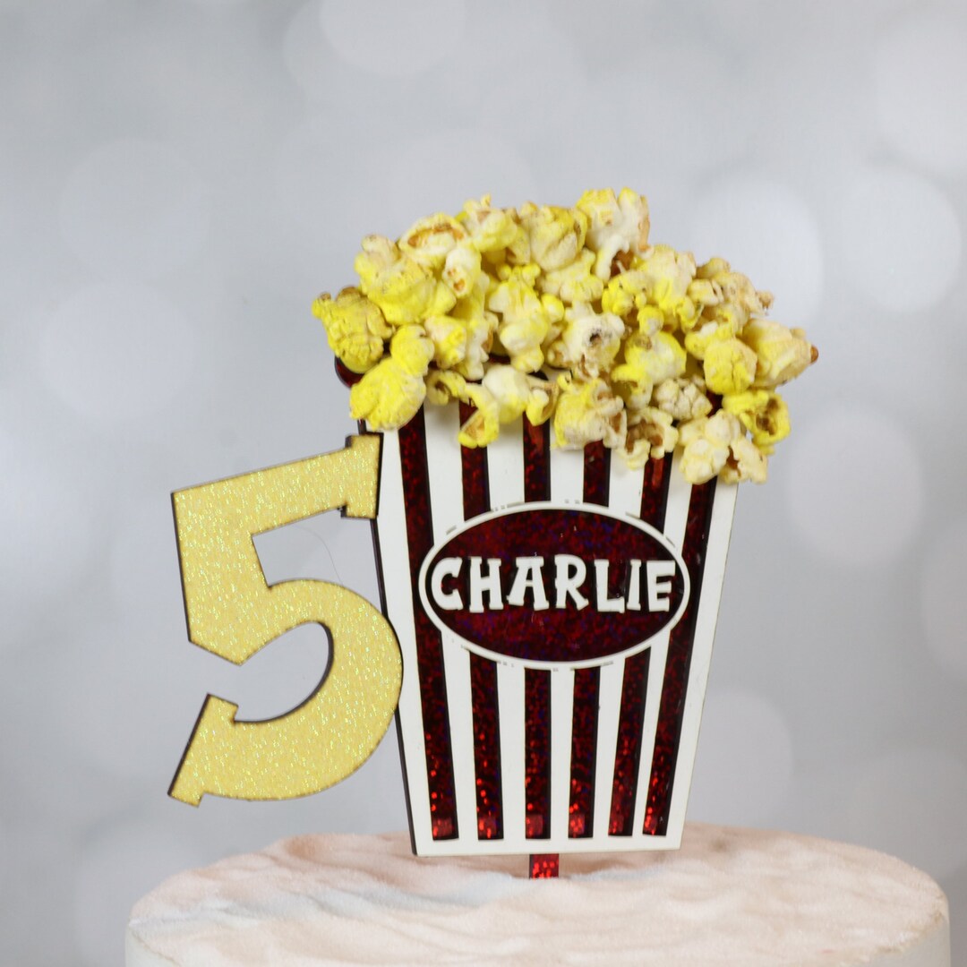 Movie Wood Cake Topper Real Popcorn, Carnival Party Decorations, ANY ...