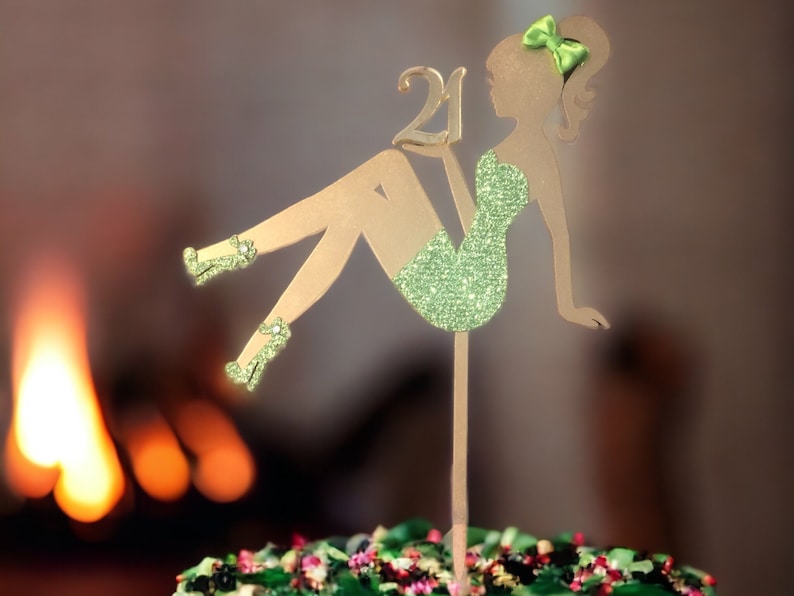 Personalized 21st Birthday Cake Topper: Wood Sitting Girl With Martini ...