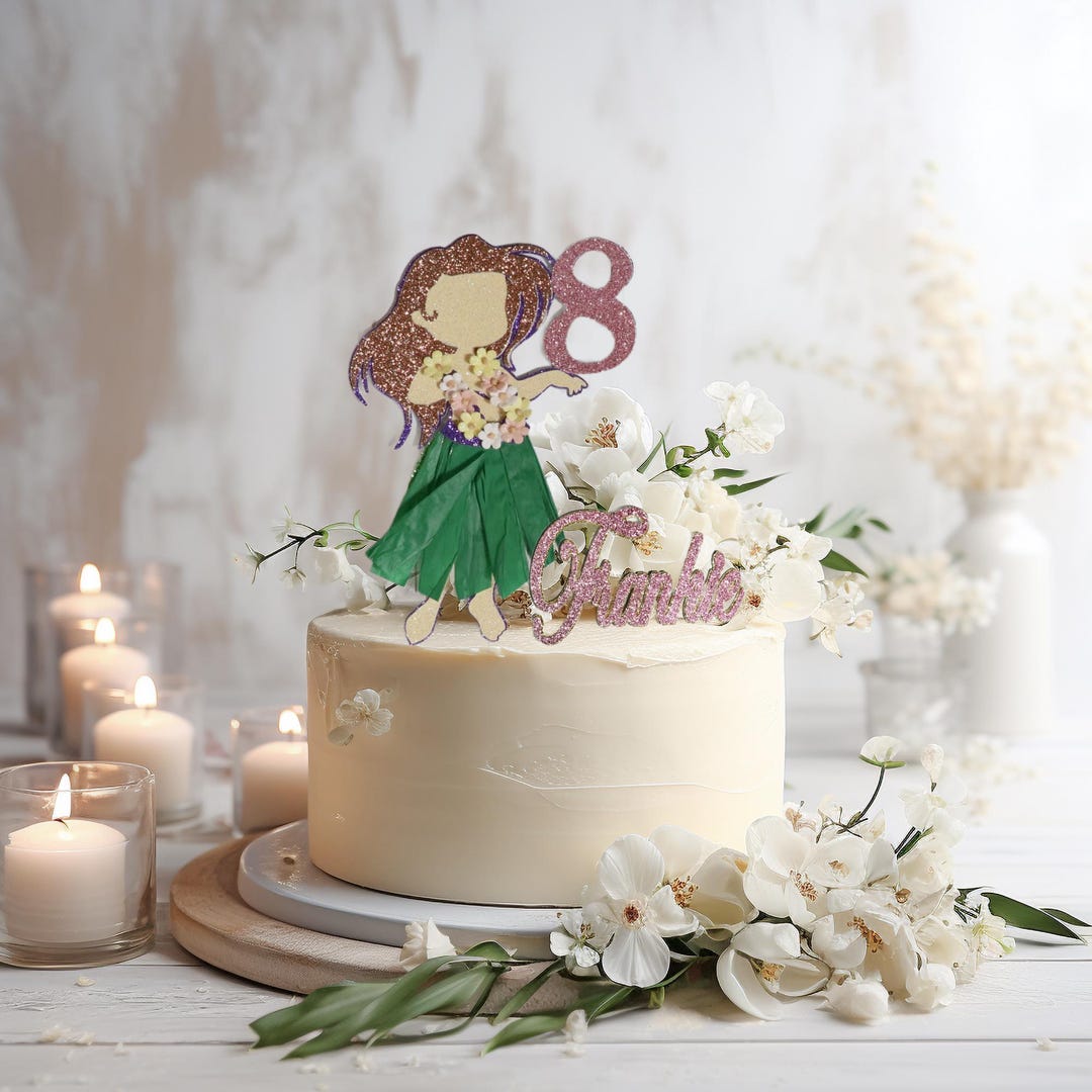 Custom Hula Girl Cake Topper: Hawaiian Luau Birthday Party Decoration ...