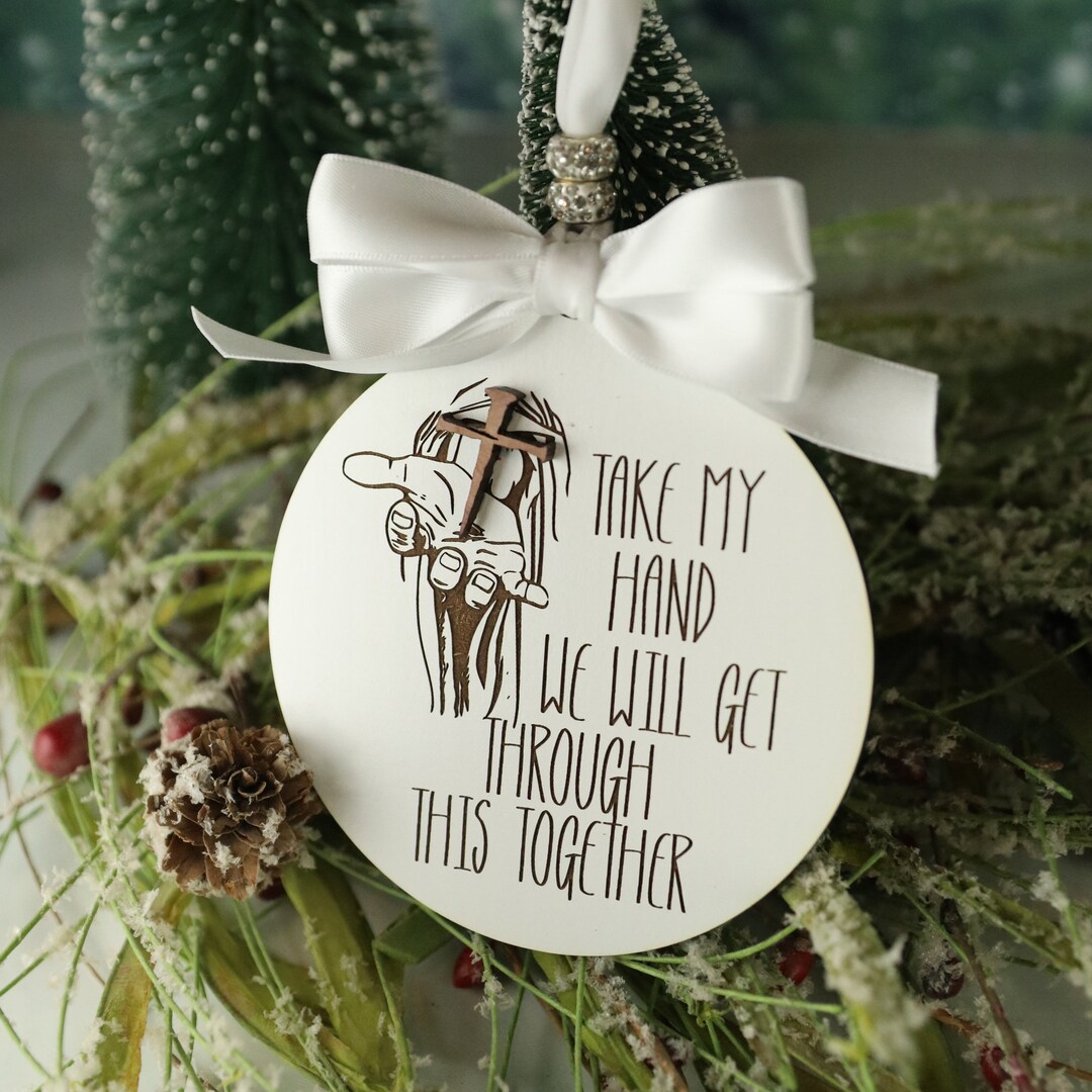 Catholic Ornament, Jesus Hand With Cross Wood Christmas Ornament, Tree ...