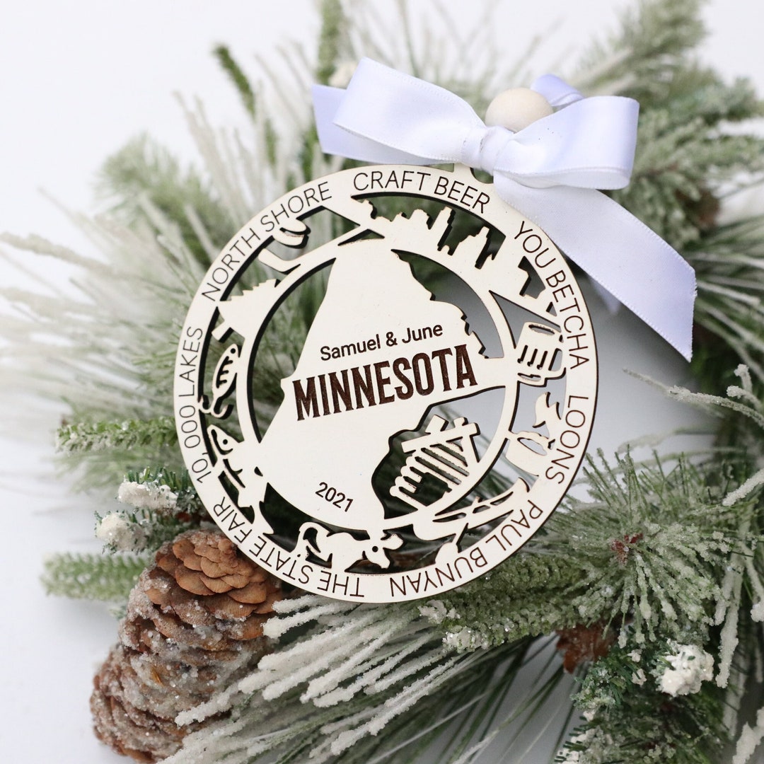 Personalized Christmas Ornament, Minnesota Christmas Wood Ornament ...