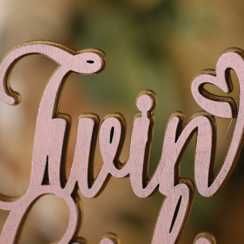 Twin Girls Cake Topper: Wood Baby Shower Centerpiece - Etsy