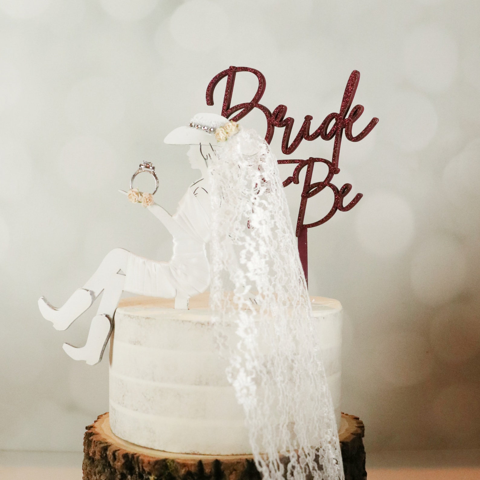 Cowgirl Bride Cake Topper: Wood Bachelorette Party Decor - Etsy
