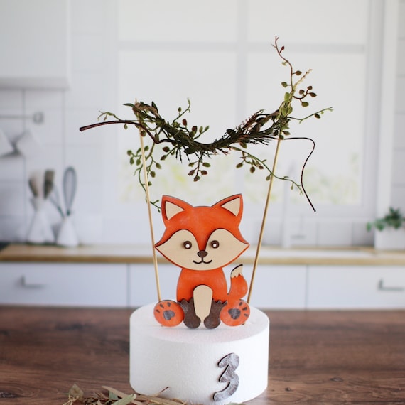 Woodland Cake Topper Personalized Fox Cake Topper Welcome - Etsy