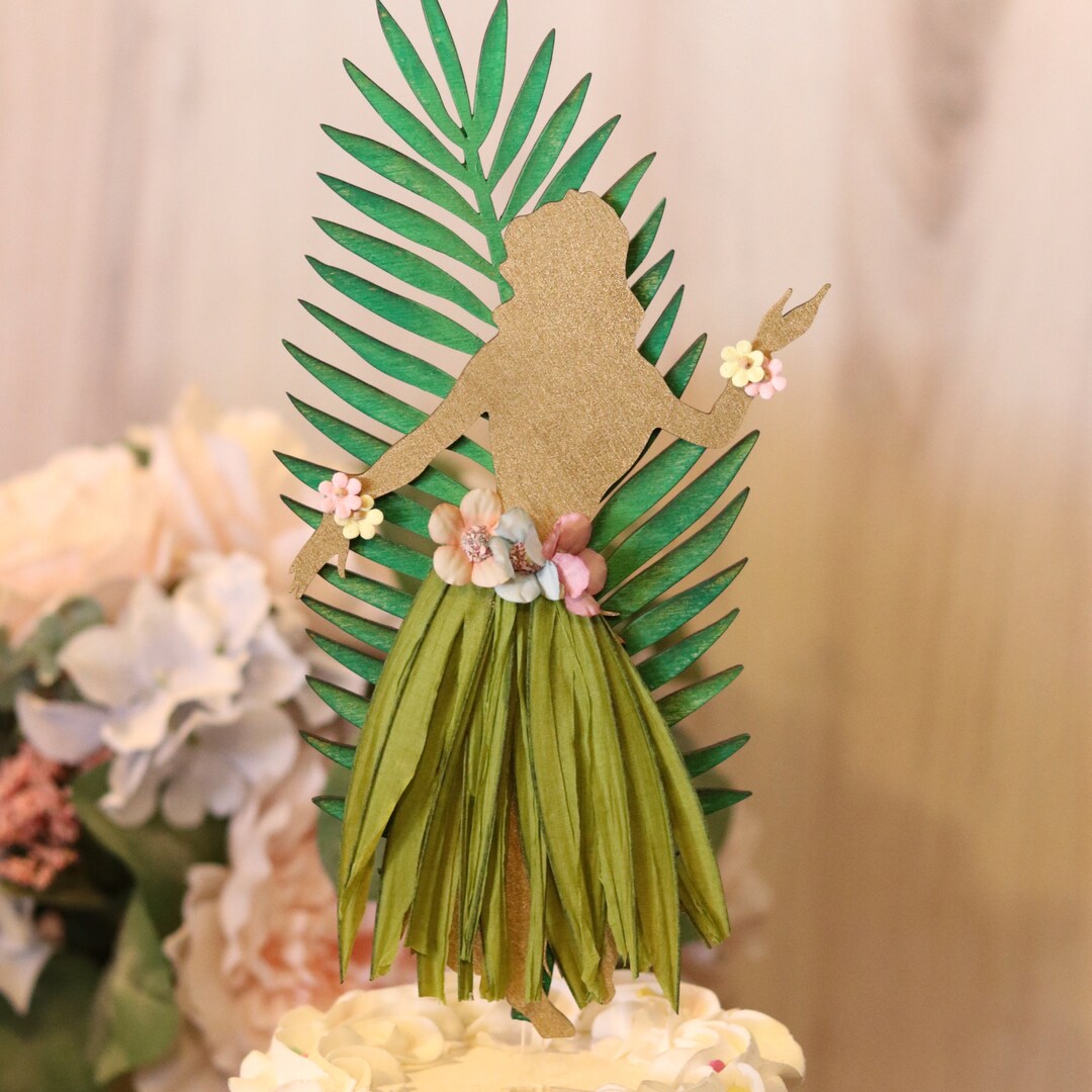 Hand-painted Luau Cake Topper: Hawaiian Party Palm Leaf Decor - Etsy