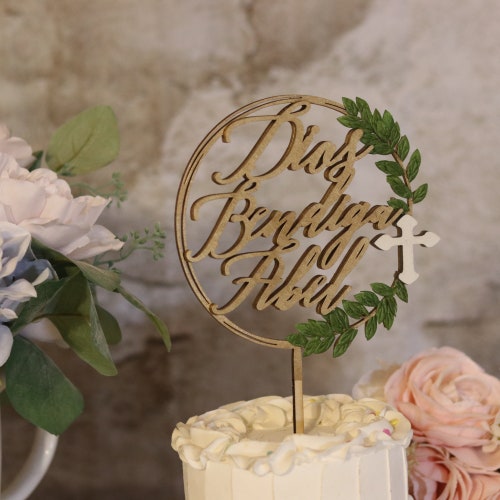 Rustic Baptism Cake Topper Personalized First Communion Cake | Etsy