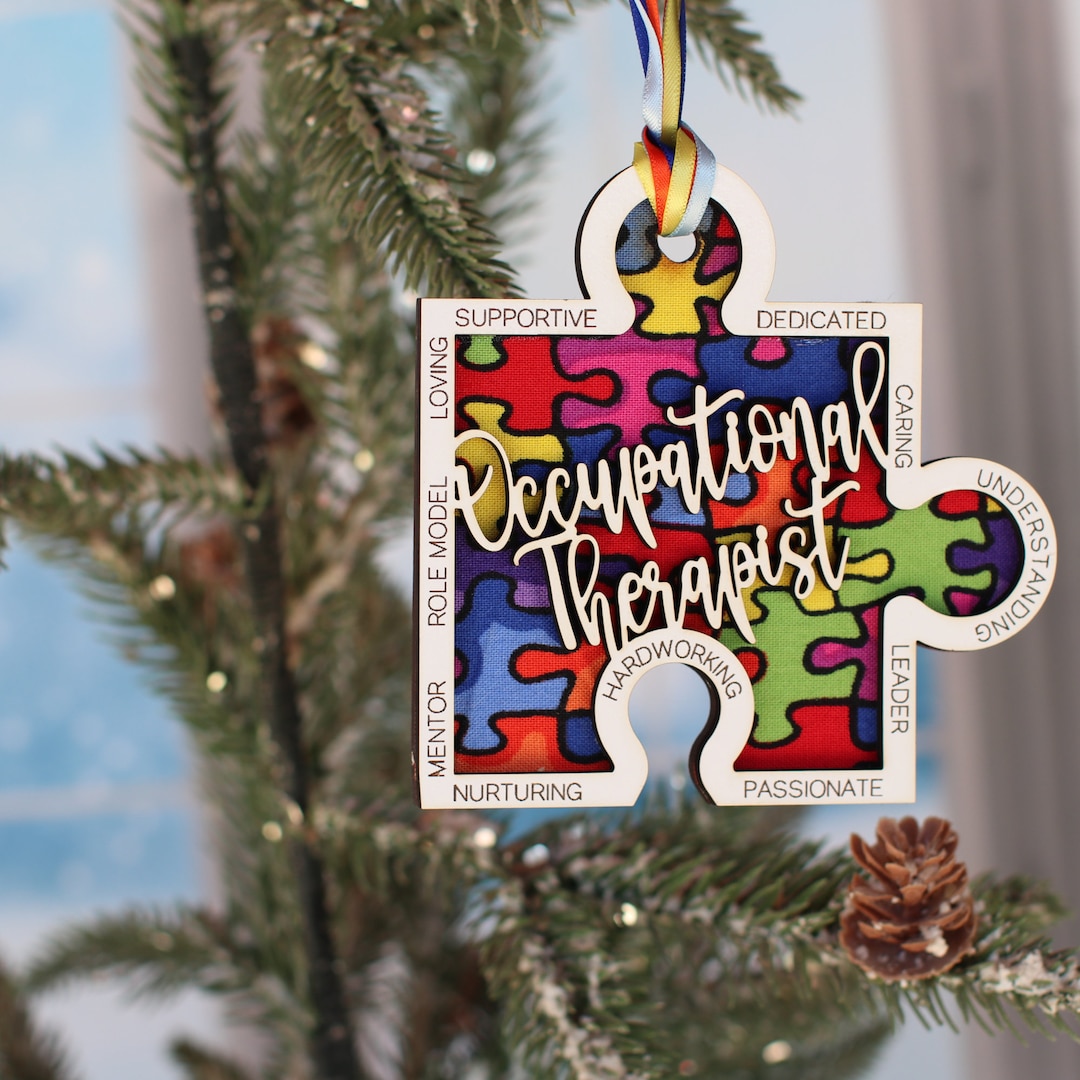 Autism Occupational Therapist Christmas Ornament, Awareness Puzzle ...