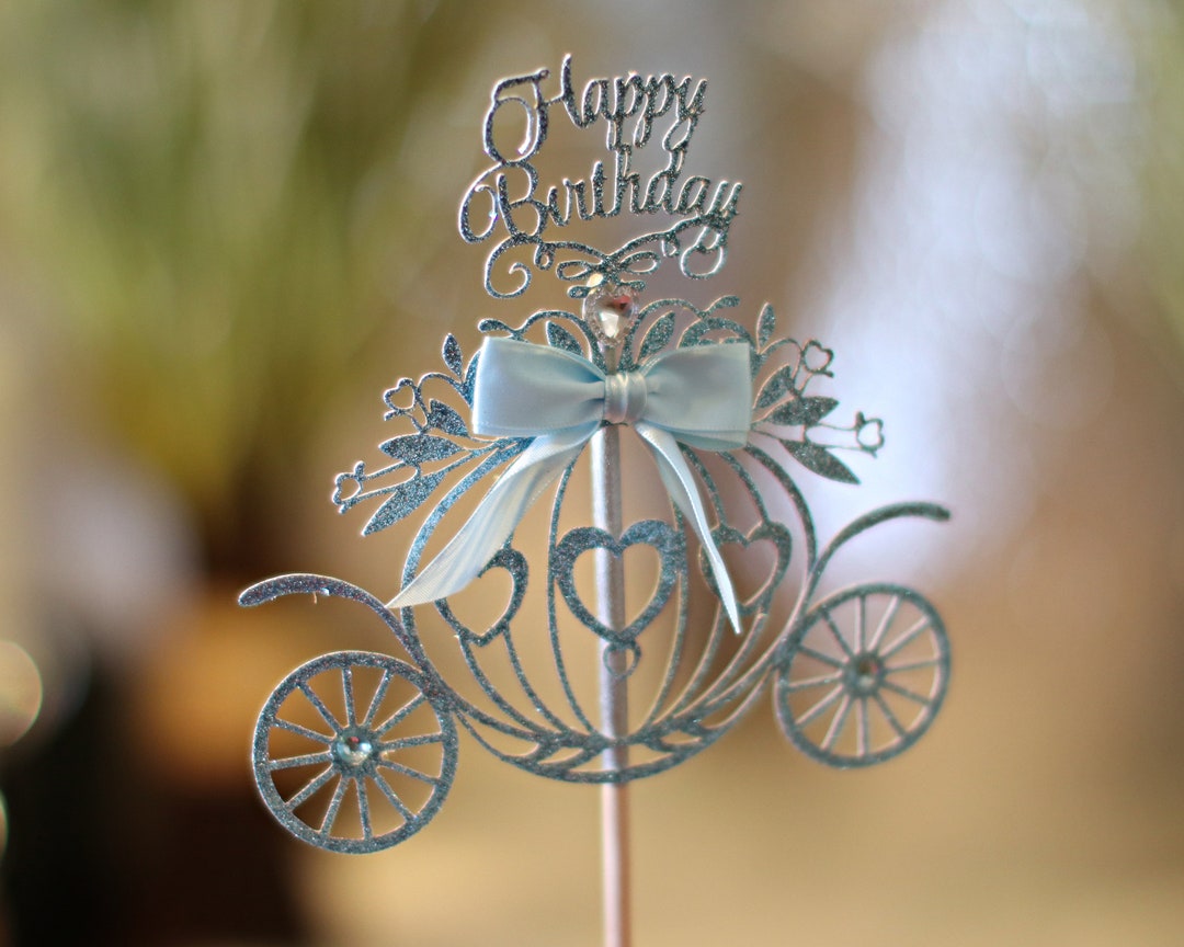 Princess Carriage Cake Topper: Glitter Birthday Party Decor - Etsy