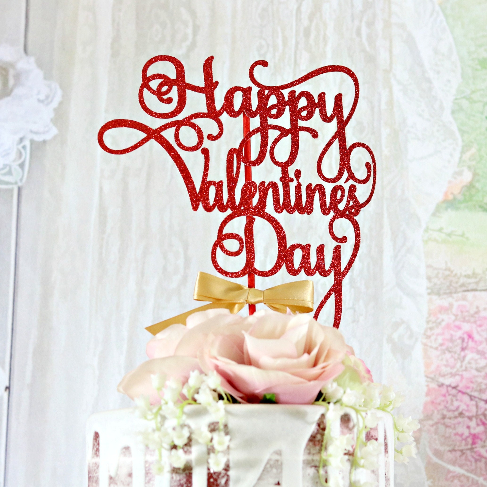 Valentines Day Cake Topper ANY COLOR Valentines Party | Etsy