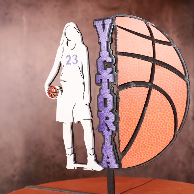 Basketball Cake Topper, Wood Birthday Cake Topper, Personalized Sports ...