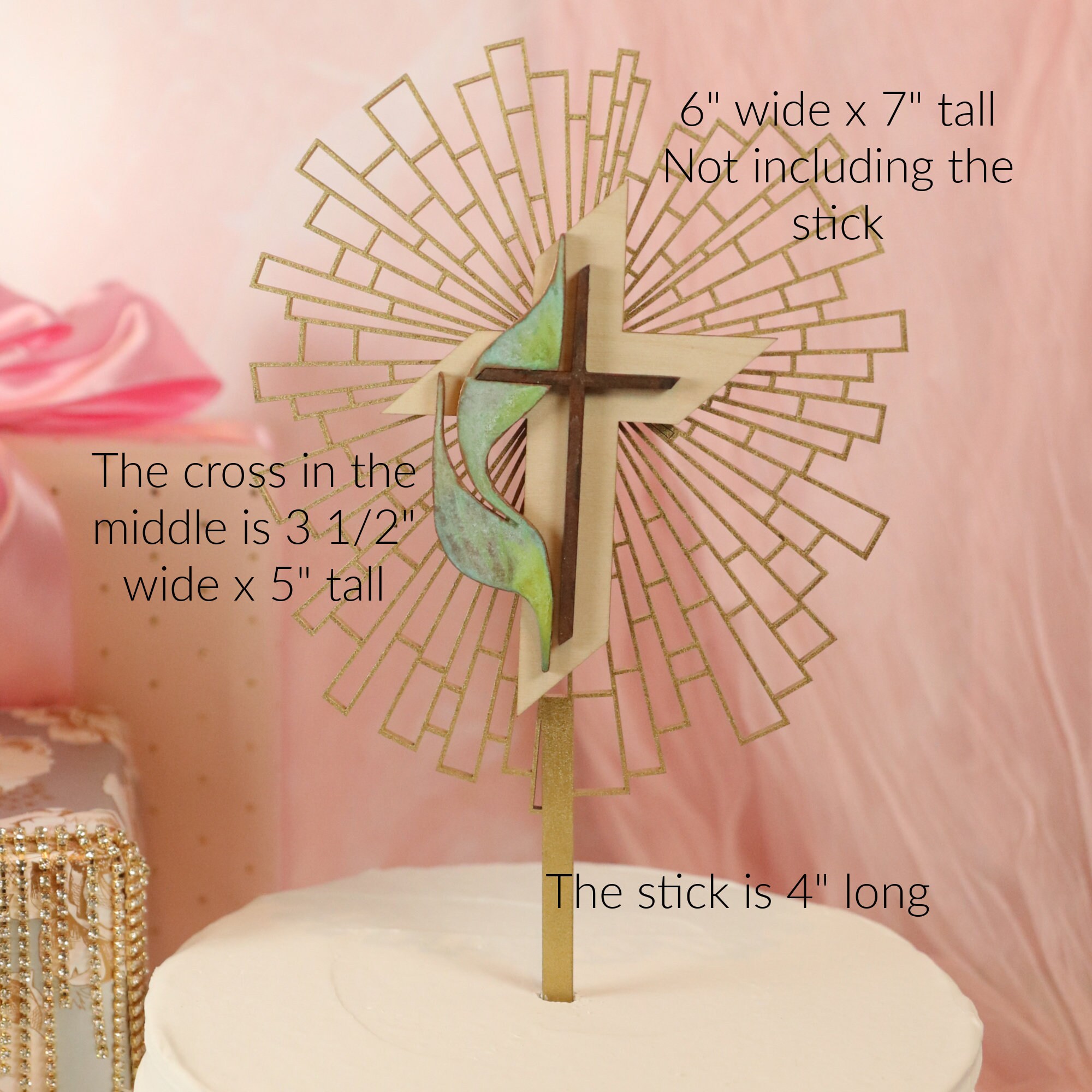 First Holy Communion Wood Cake Topper: Copper Patina Cross - Etsy