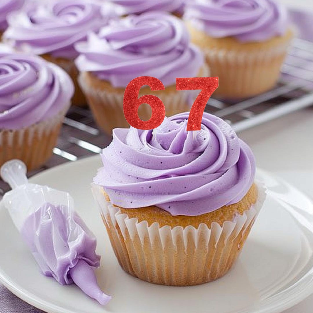 Funny '67' Meme Glitter Cupcake Toppers: Gen Z Party Decor - Etsy