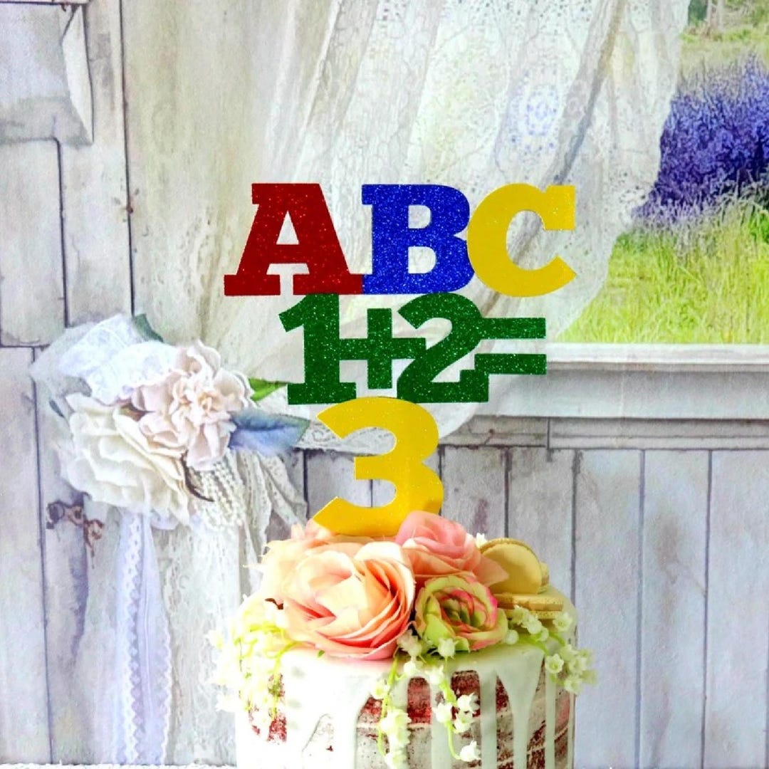 Adorno para tarta con purpurina ABC 123: decoración para fiesta de ...