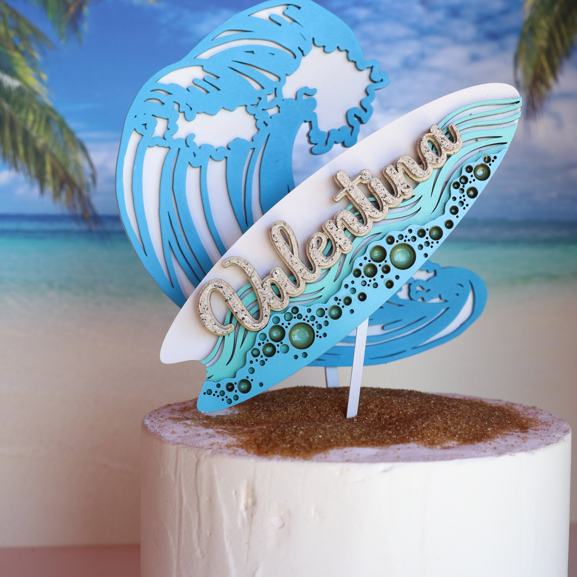 Personalized Surfboard Cake Topper: Beach Party Decor, Big Wave One - Etsy