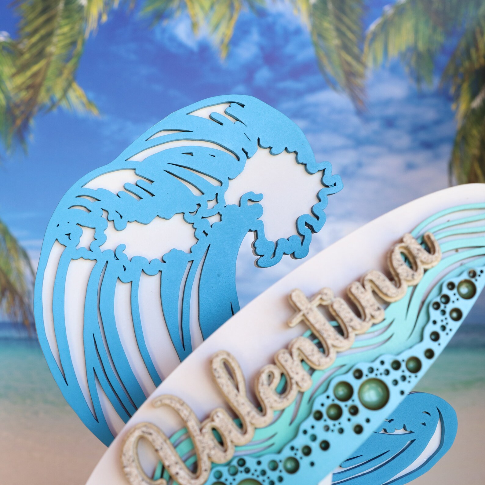 Personalized Surfboard Cake Topper: Beach Party Decor, Big Wave One - Etsy