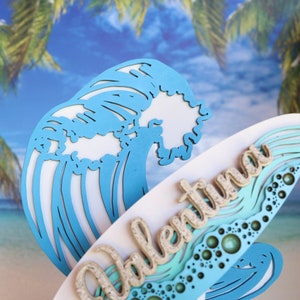 Personalized Surfboard Cake Topper: Beach Party Decor, Big Wave One - Etsy