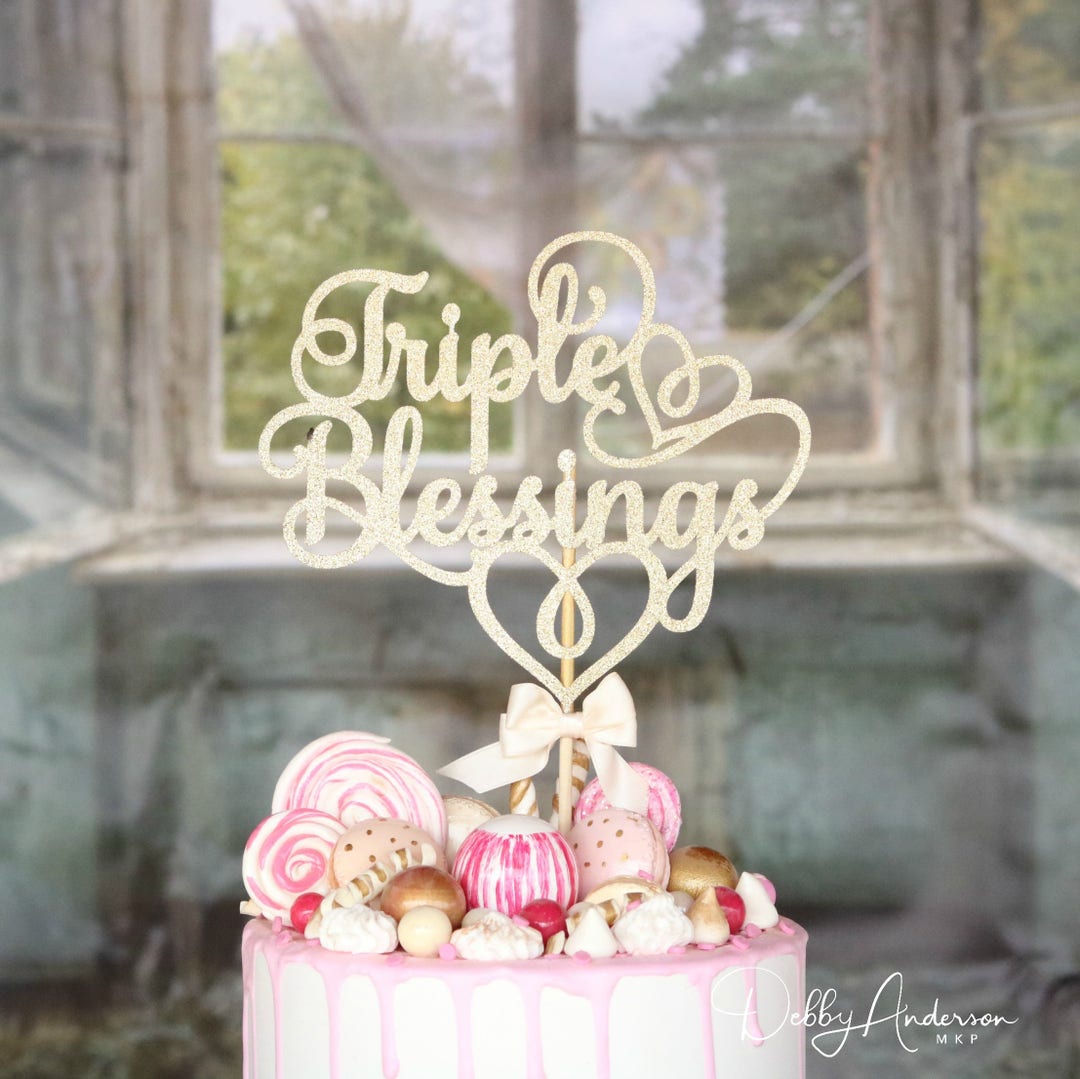 Baby Shower Cake Topper Triple Blessings Cake Topper Triplets Cake ...