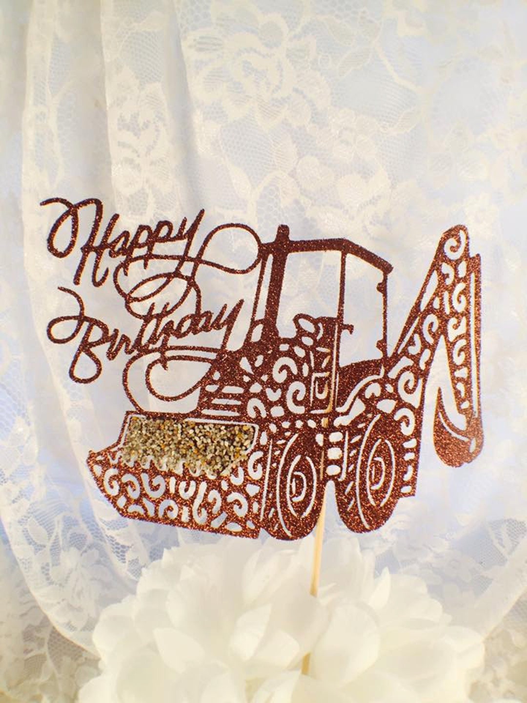 Backhoe Cake Topper: Glitter Construction Birthday Party Decor - Etsy