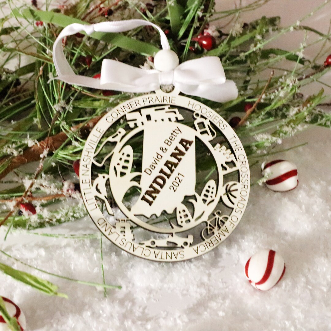 Personalized Indiana Christmas Wood Ornament: State Keepsake Gift - Etsy