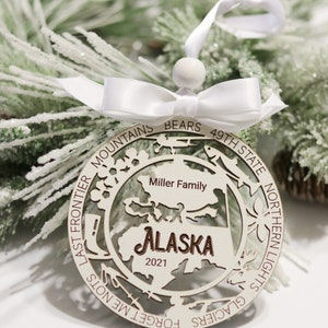 Personalized Christmas Ornament, Alaska Christmas Wood Ornament ...