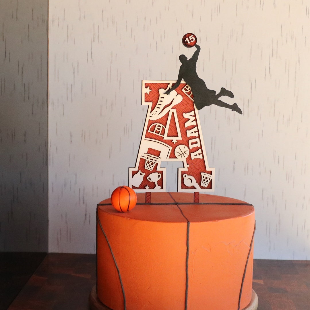 Personalized Basketball Cake Topper: Custom Name & Age for Boy's ...