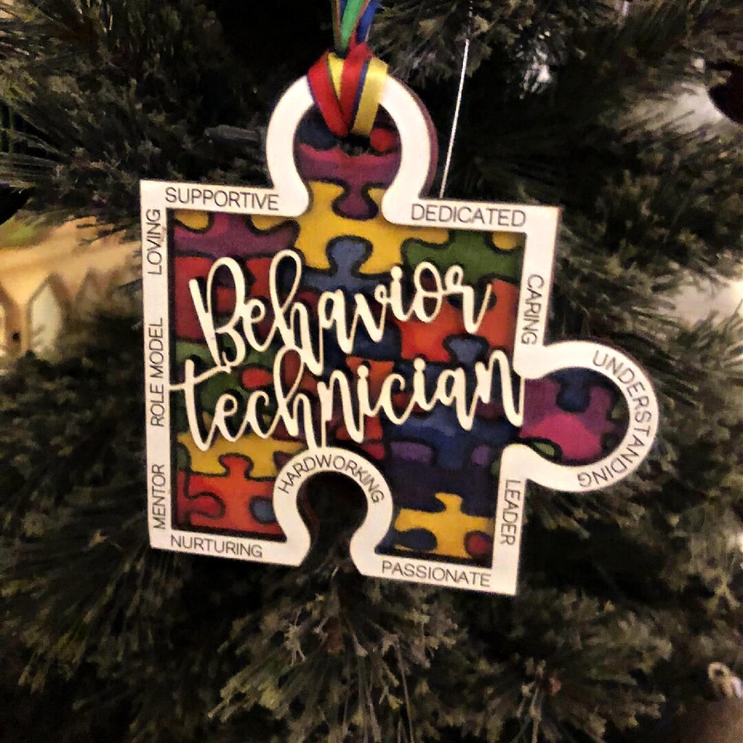 Personalized Autism Awareness Christmas Ornament - Wooden Puzzle Piece ...