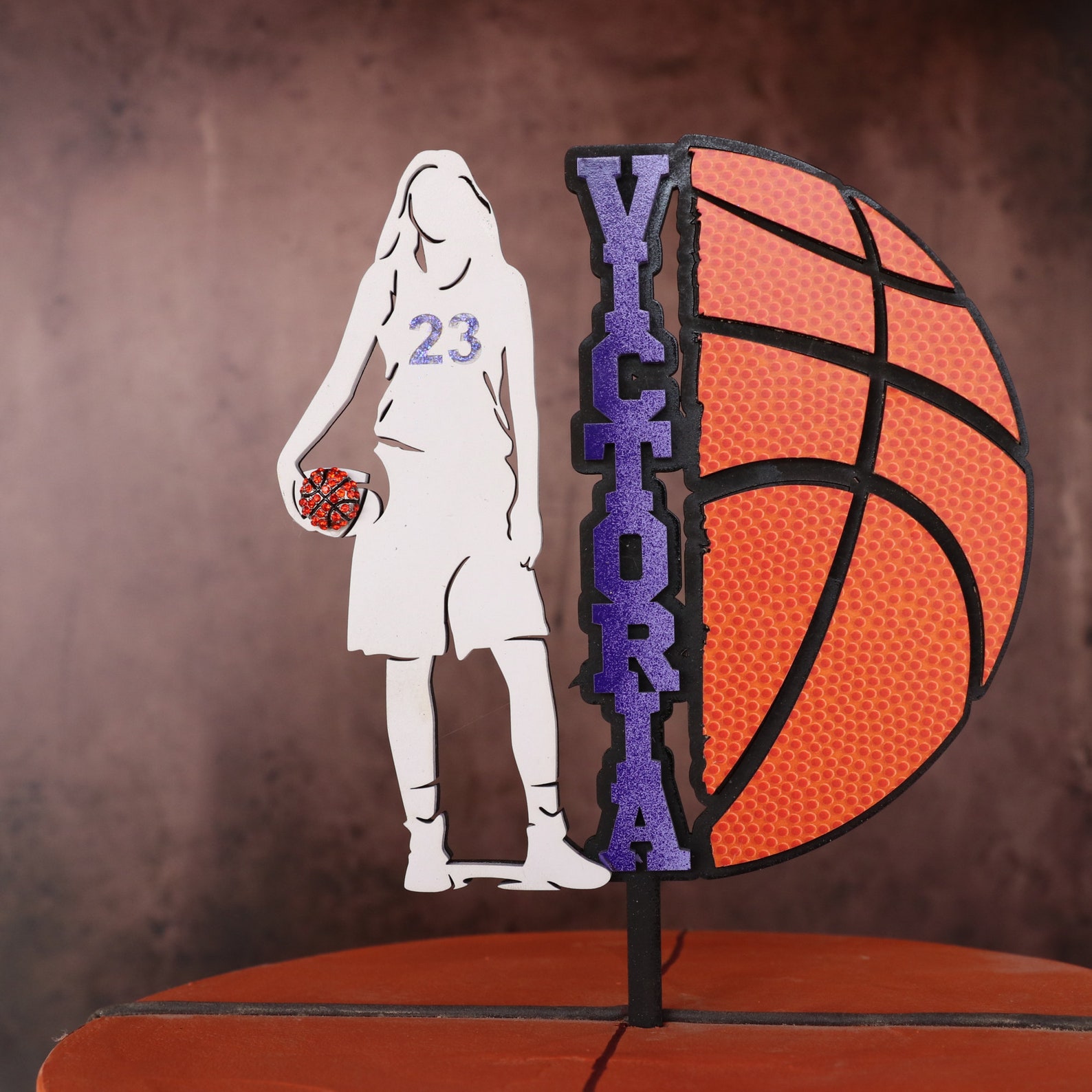 Basketball Cake Topper, Wood Birthday Cake Topper, Personalized Sports ...