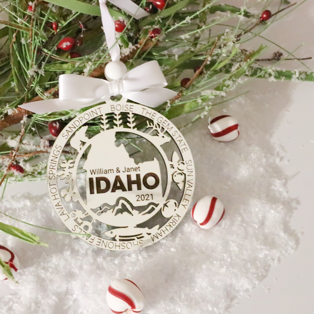 Idaho Christmas Personalized Wood Ornament, Sandpoint, the Gem State ...
