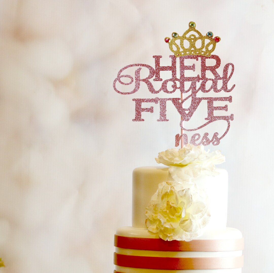 Princess Cake Topper, ANY COLORS, 5th Birthday, Fifth Birthday, Girls ...