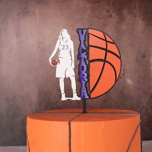 Basketball Cake Topper, Wood Birthday Cake Topper, Personalized Sports ...