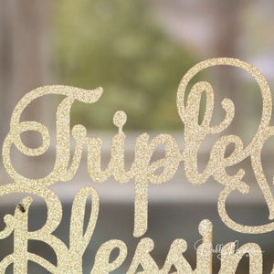 Baby Shower Cake Topper - Triple Blessings Cake Topper - Triplets Cake ...
