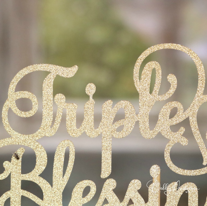 Baby Shower Cake Topper Triple Blessings Cake Topper | Etsy