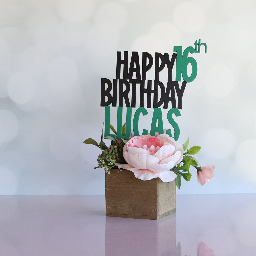Personalized Wood Birthday Cake Topper: Custom Name & Age - Etsy