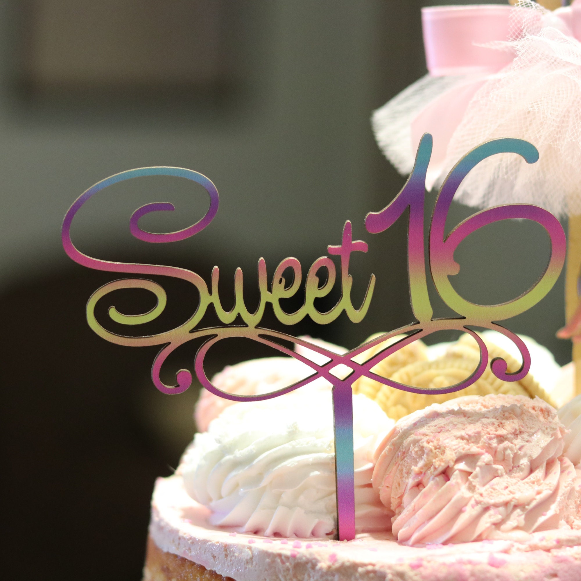 Sweet 16 Cake Topper Wood Cake Topper 16th Birthday Party | Etsy