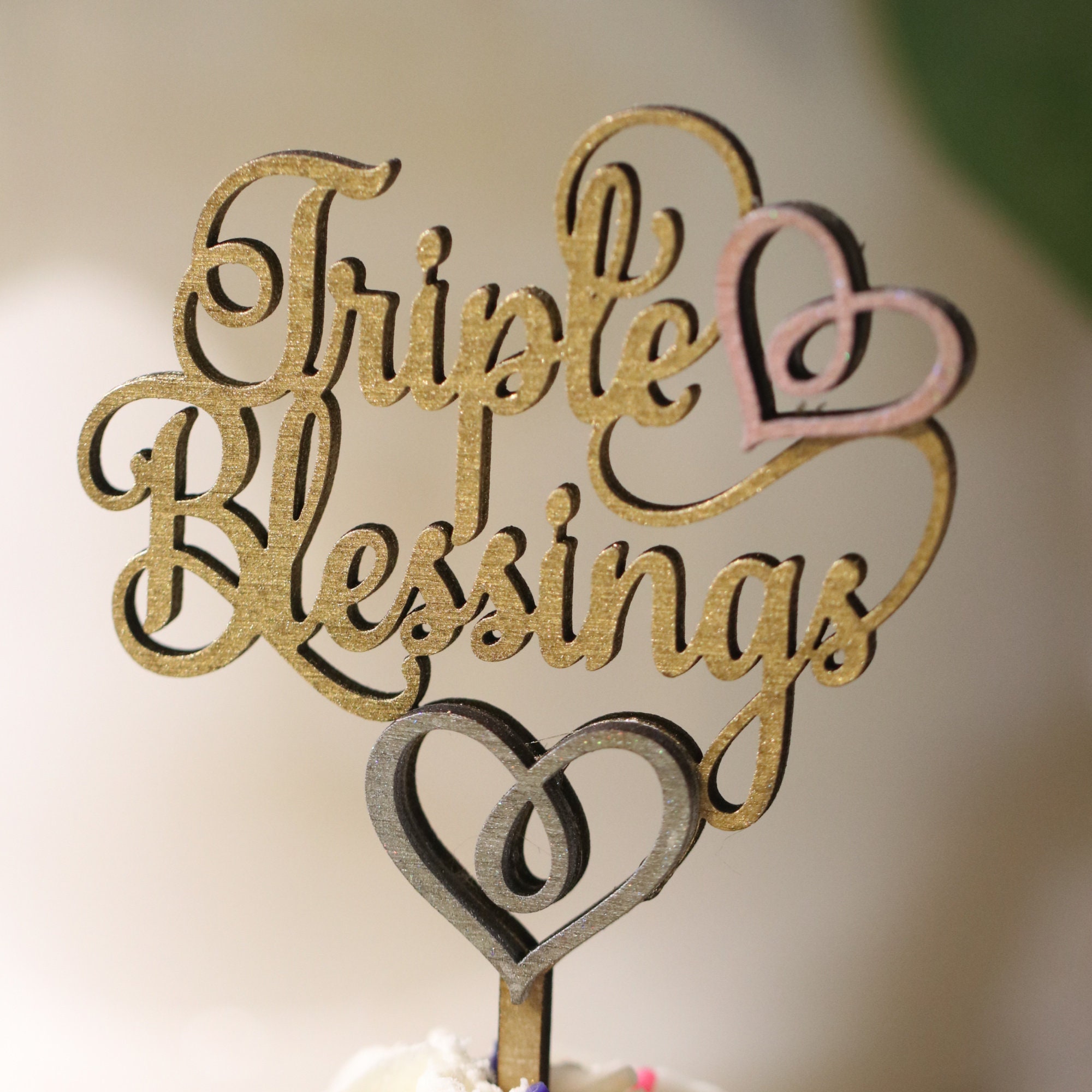 Baptism Cupcake Toppers Triplet Baby Shower Triple Blessings | Etsy