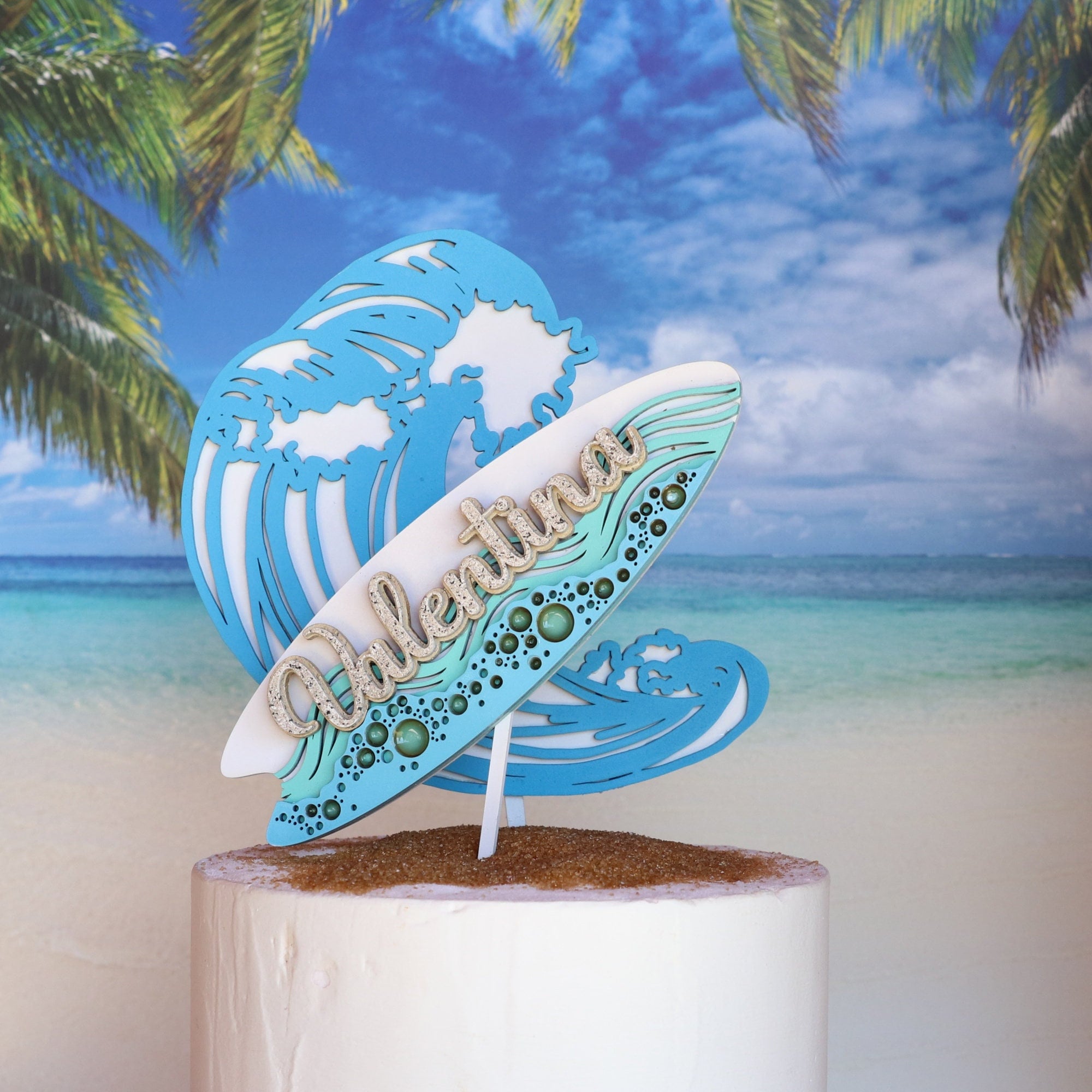Personalized Surfboard Cake Topper: Beach Party Decor, Big Wave One - Etsy
