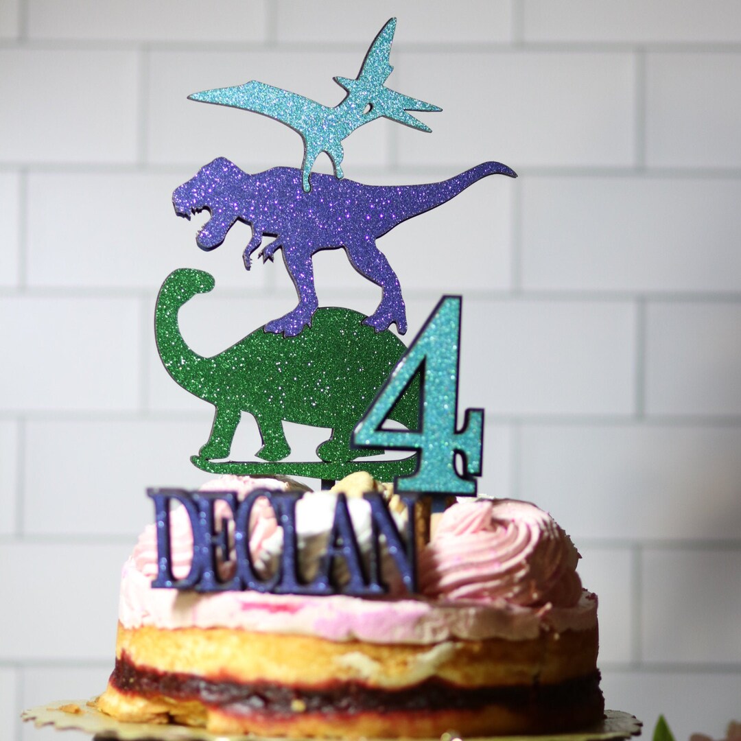 Dinosaur Stack Wood Cake Topper: Personalized Birthday Party Decor - Etsy