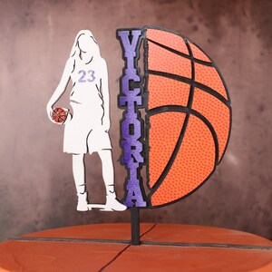 Basketball Cake Topper, Wood Birthday Cake Topper, Personalized Sports ...