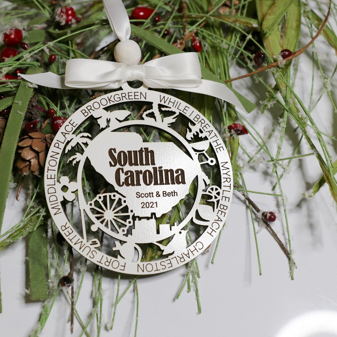 Personalized Christmas Ornament, South Carolina Christmas Wood Ornament ...